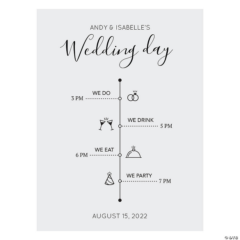 Personalized Minimalist Wedding Day Timeline Sign - Discontinued