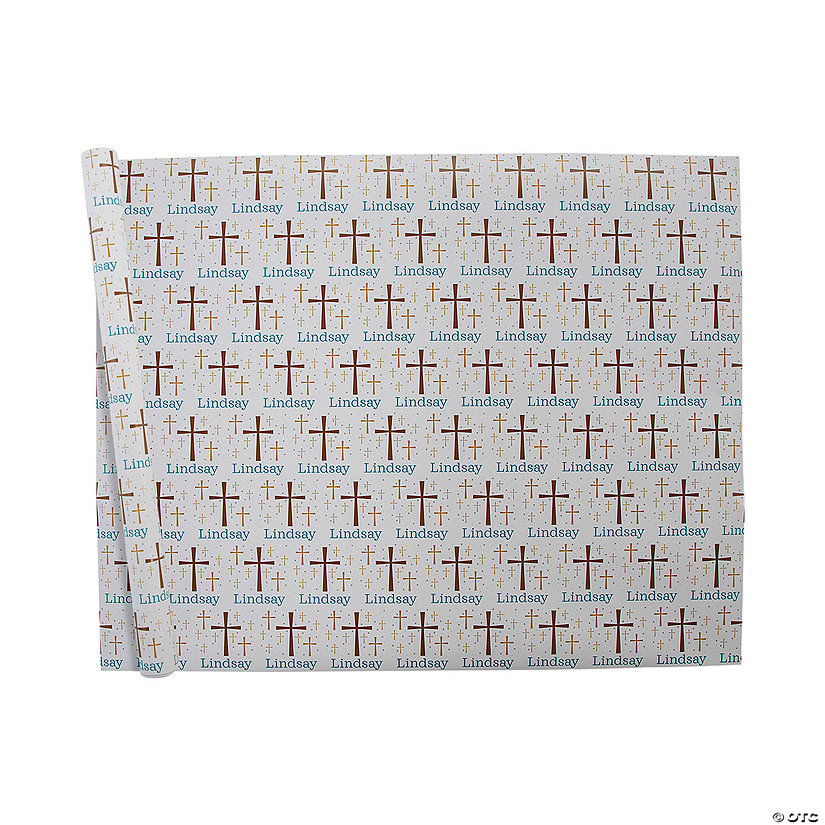 Personalized Name & Cross Wrapping Paper | Oriental Trading