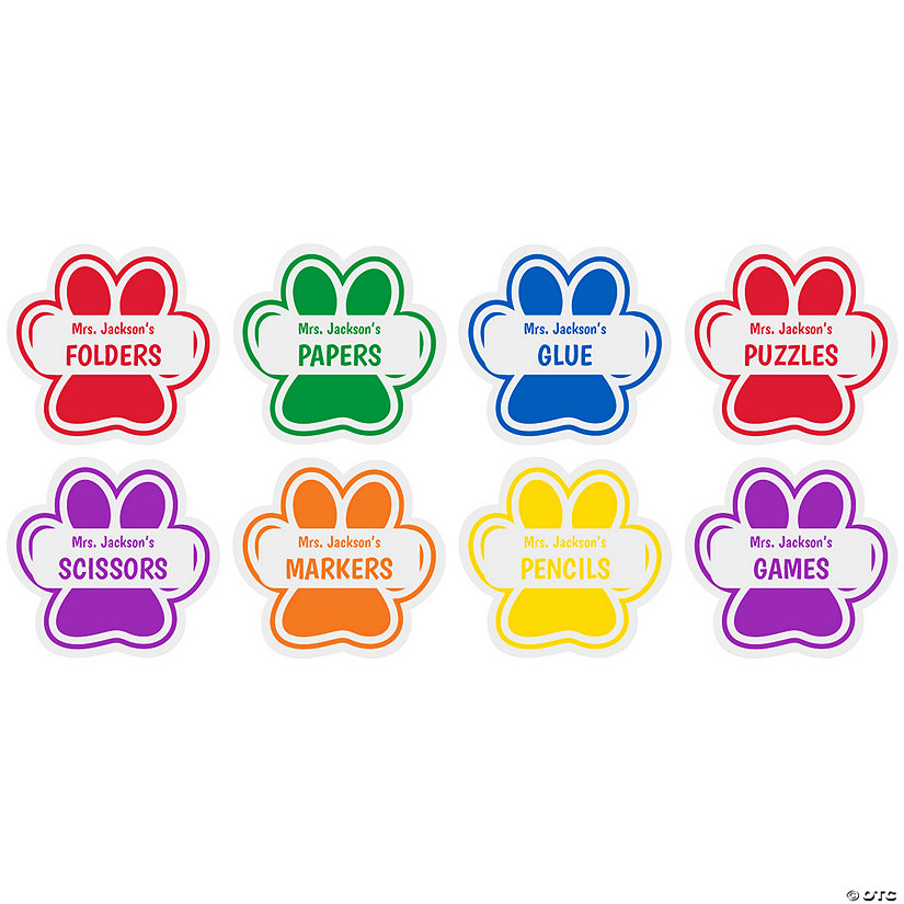 Personalized Paw Print Large Storage Labels - 8 Pc. - Discontinued