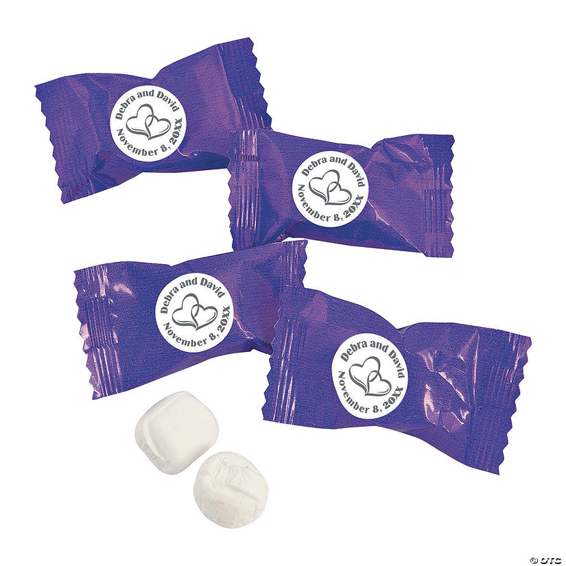 Personalized Purple Two Hearts Buttermints - 108 Pc. | Oriental Trading
