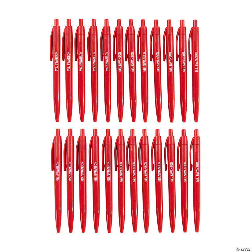 Personalized Red Retractable Pens - 24 Pc. | Oriental Trading