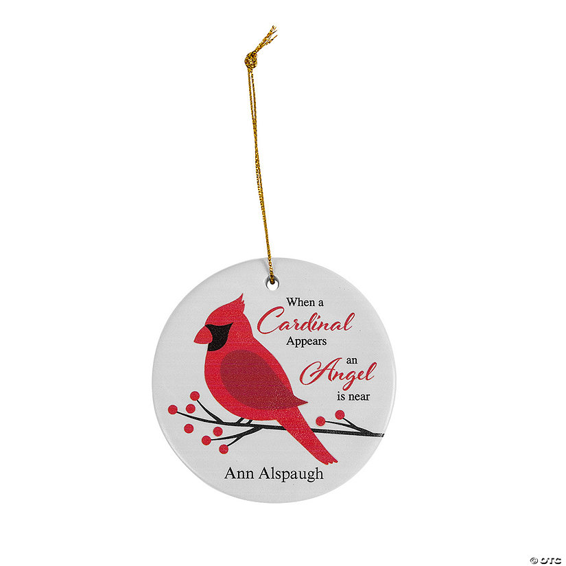 Personalized Round Cardinal Christmas Ornaments - 12 Pc.