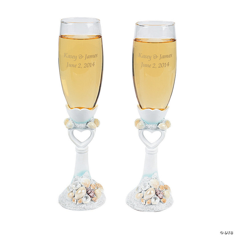 Personalized Shell Wedding Flutes - Discontinued