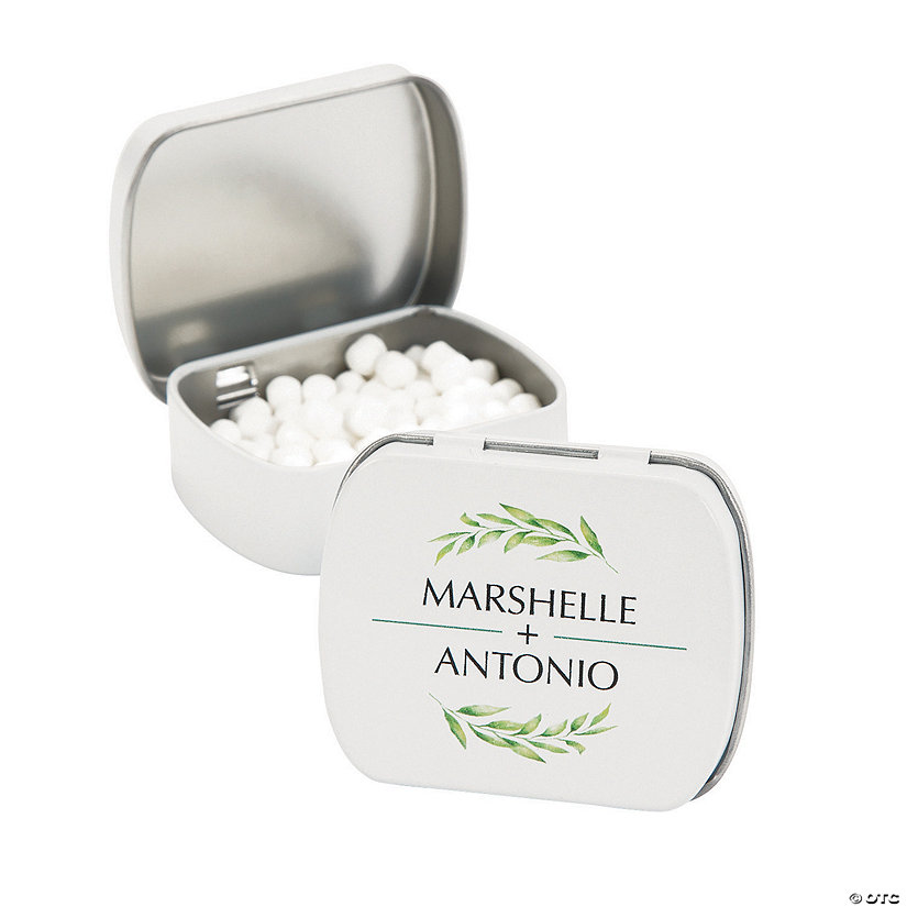 Personalized Spring Greenery Mint Tins - 24 Pc.