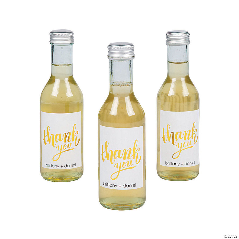 Personalized Thank You Mini Wine Bottle Labels - 27 Pc. | Oriental Trading