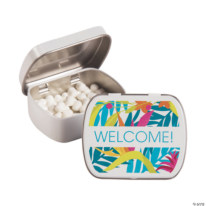 Personalized Tropical Wedding Mint Tins - 24 Pc.