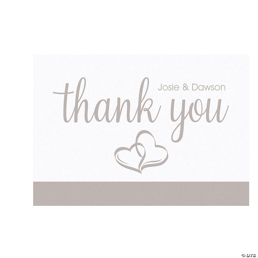 Personalized Two Hearts Thank You Cards - 25 Pc.