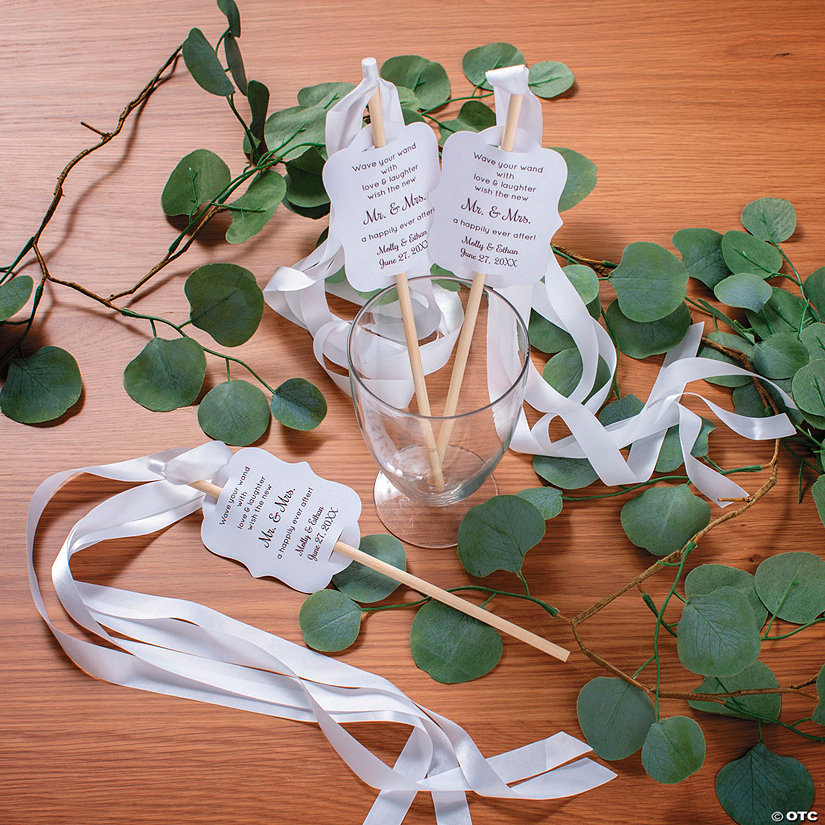Personalized White Ribbon Wands with Tags for 24 | Oriental Trading