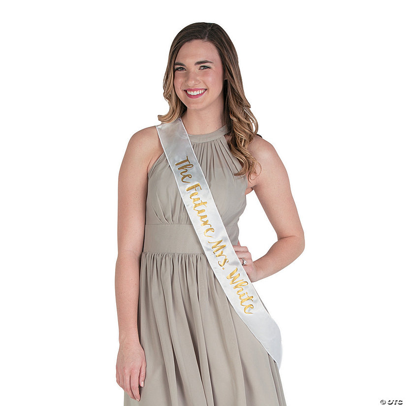 Personalized White with Gold Sash | Oriental Trading