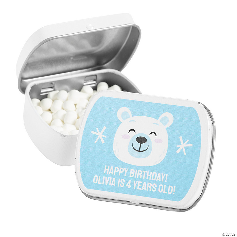 Personalized Winter Polar Bear Mint Tins - 24 Pc.