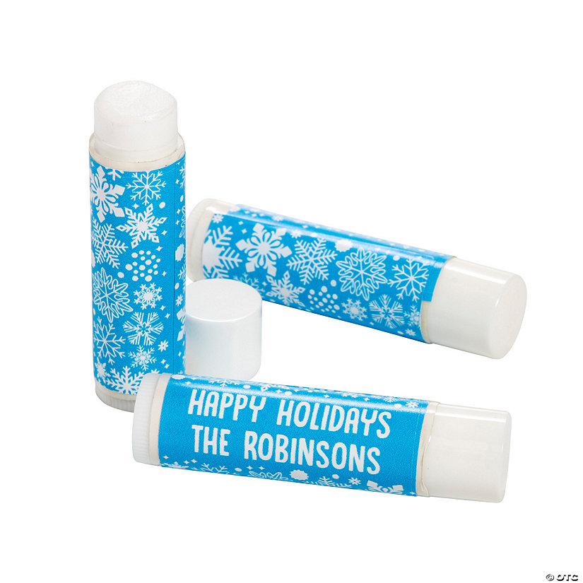 Personalized Winter Snowflake Lip Balm Covers - 12 Pc.