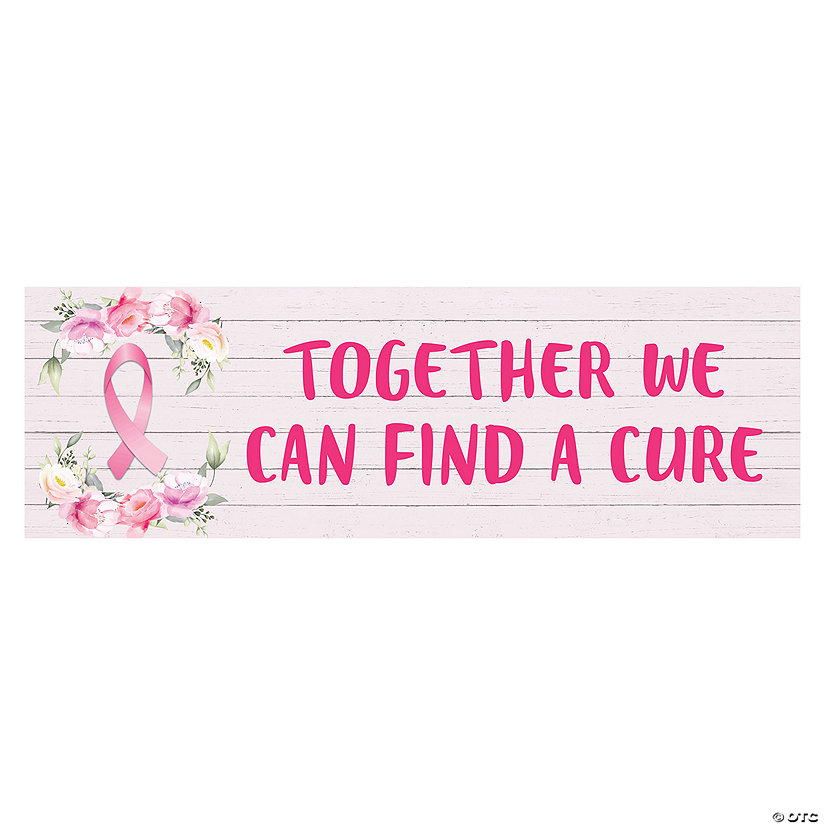 Pink Ribbon Floral Custom Banner - Medium | Oriental Trading