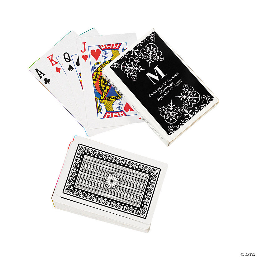 Wedding Monogram Playing Cards with Personalized Box - 12 Pc.