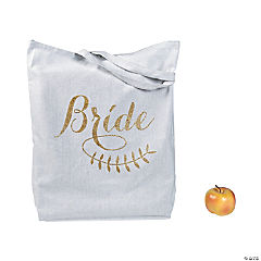 18" x 20" Black & White Bridal Party Large Polyester Tote Bag ...