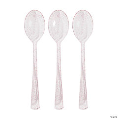 Bulk Pink Glitter Plastic Spoons | Fun Express