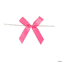 Bulk Pink Twist Tie Satin Bows | Fun Express