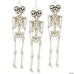 Bulk Two-Headed Life-Size Posable Skeleton Halloween Decorations