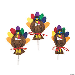 Multicolor Fall Turkey-Themed Lollipop Covers