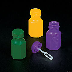 Plastic Mardi Gras Hexagon-Shaped Bubble Bottles | Fun Express