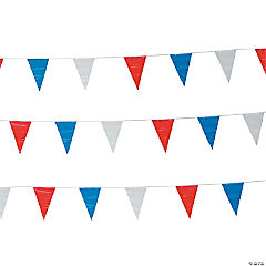 Plastic Red, White & Blue Pennant Banner | Fun Express
