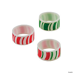 Silicone Candy Cane Rings | Fun Express