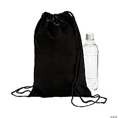 Small Black Canvas Drawstring Bags | Fun Express