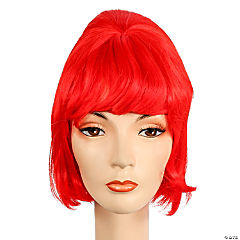 Women's Beehive Spit Curl with Bangs Wig - Bright Flame Red 130