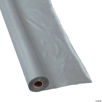 Metallic Silver Plastic Tablecloth Roll