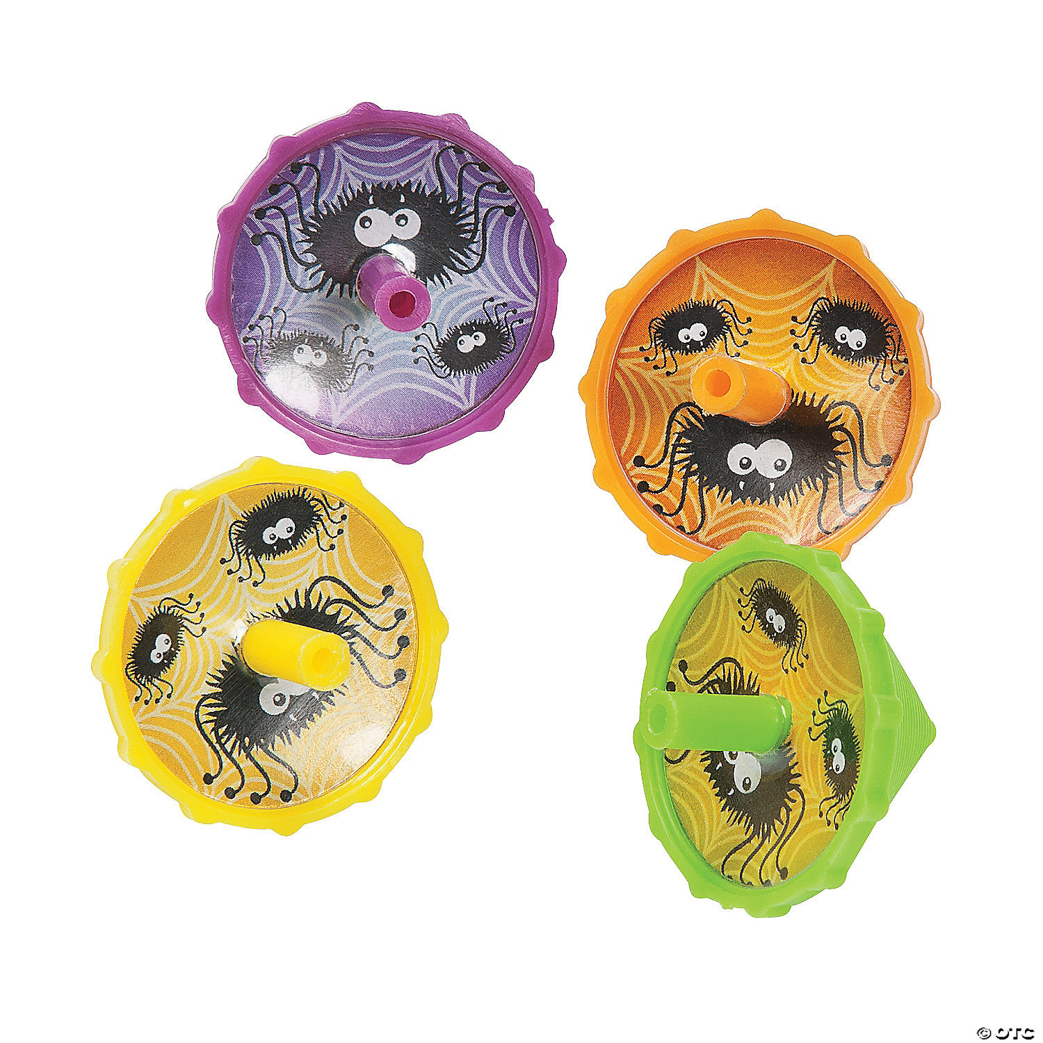 1 1/4" Bulk 72 Pc. Mini Spider Bright Solid Color Plastic Spin Tops ...