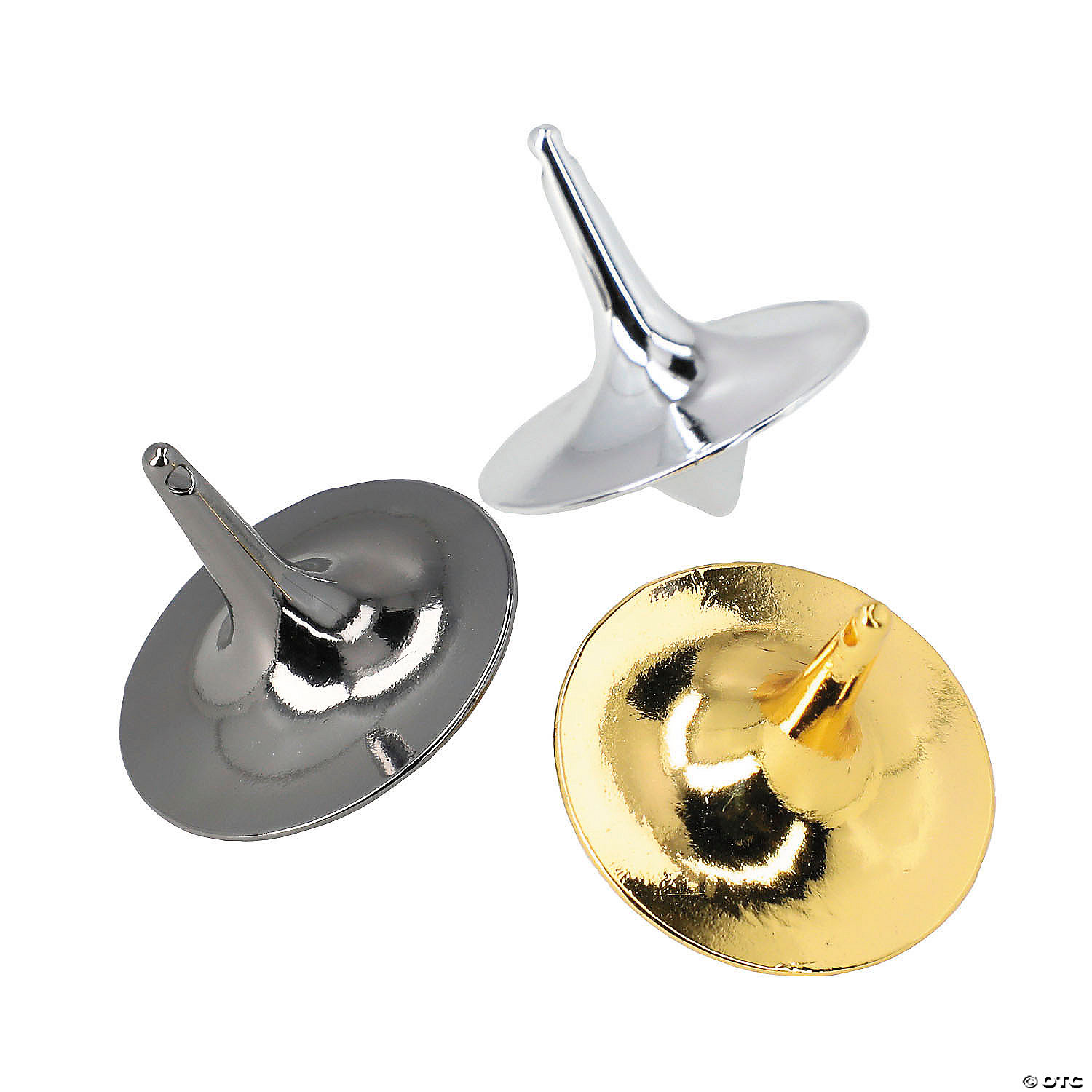 1 1/4" Mini Metallic Plastic Spinning Tops - 12 Pc. | Oriental Trading