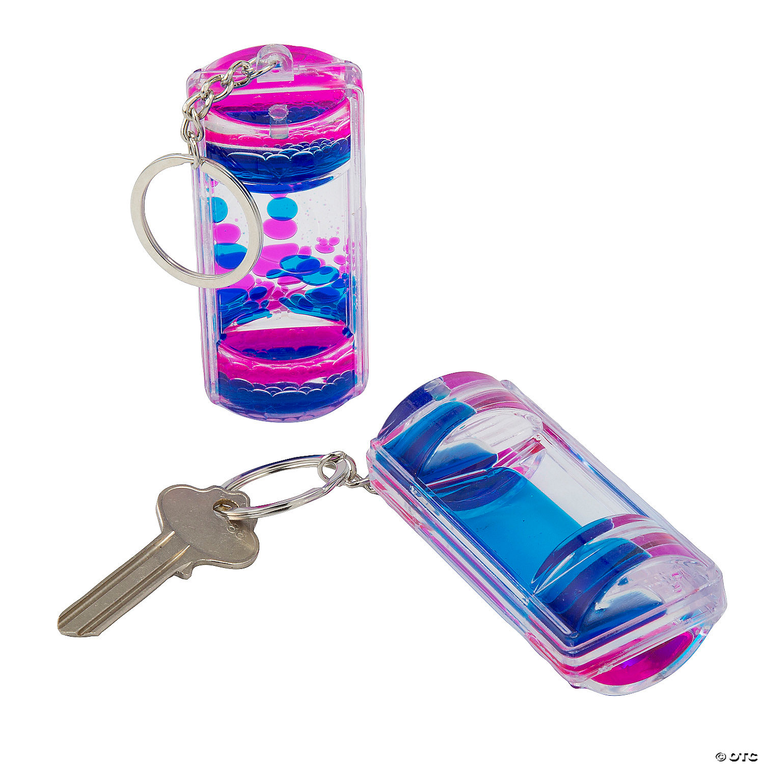 1 1/2" x 3" Sensory Liquid Timer Bubbler Plastic Keychains