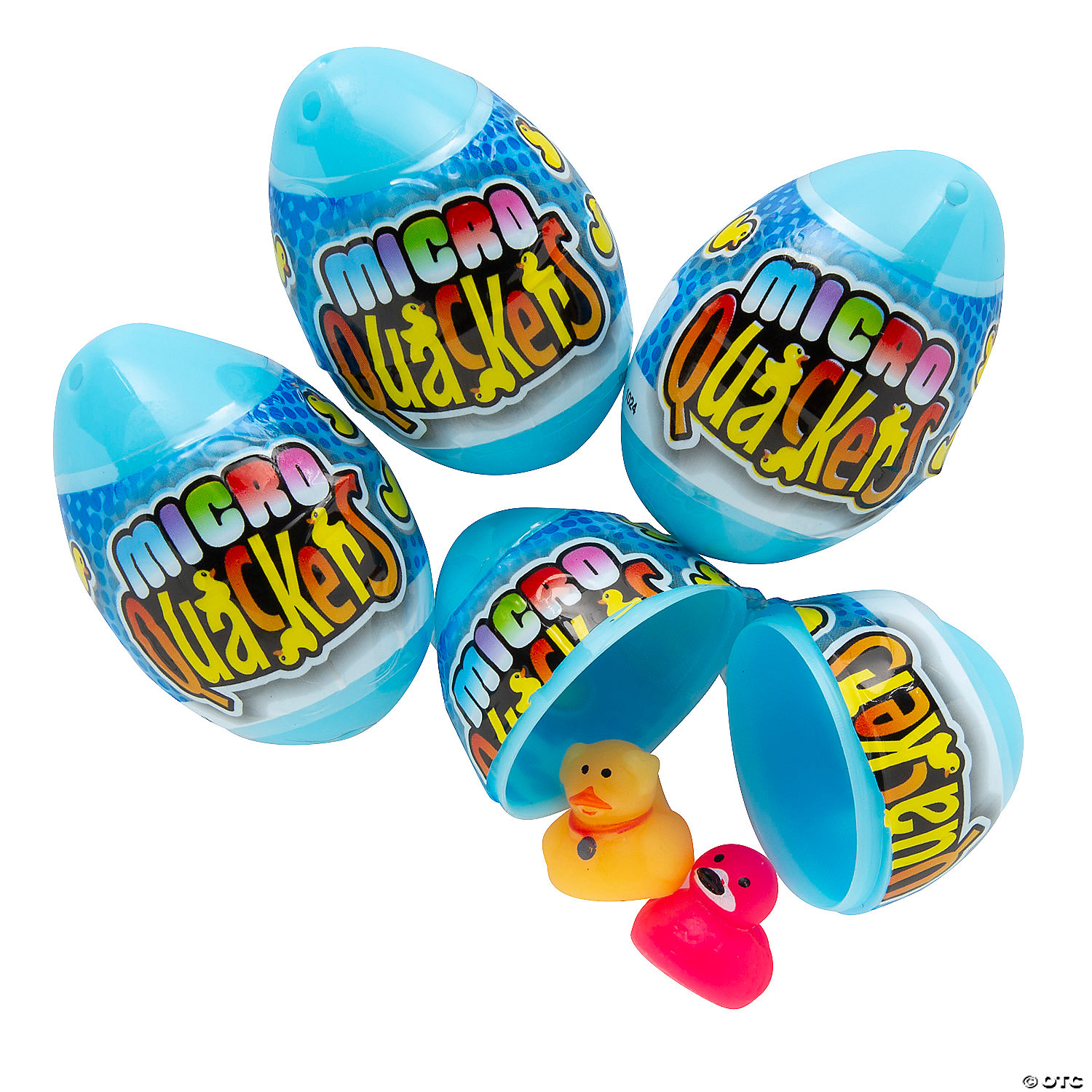 1 3/4" Micro Quackers Duck-Filled Bright Plastic Easter Eggs