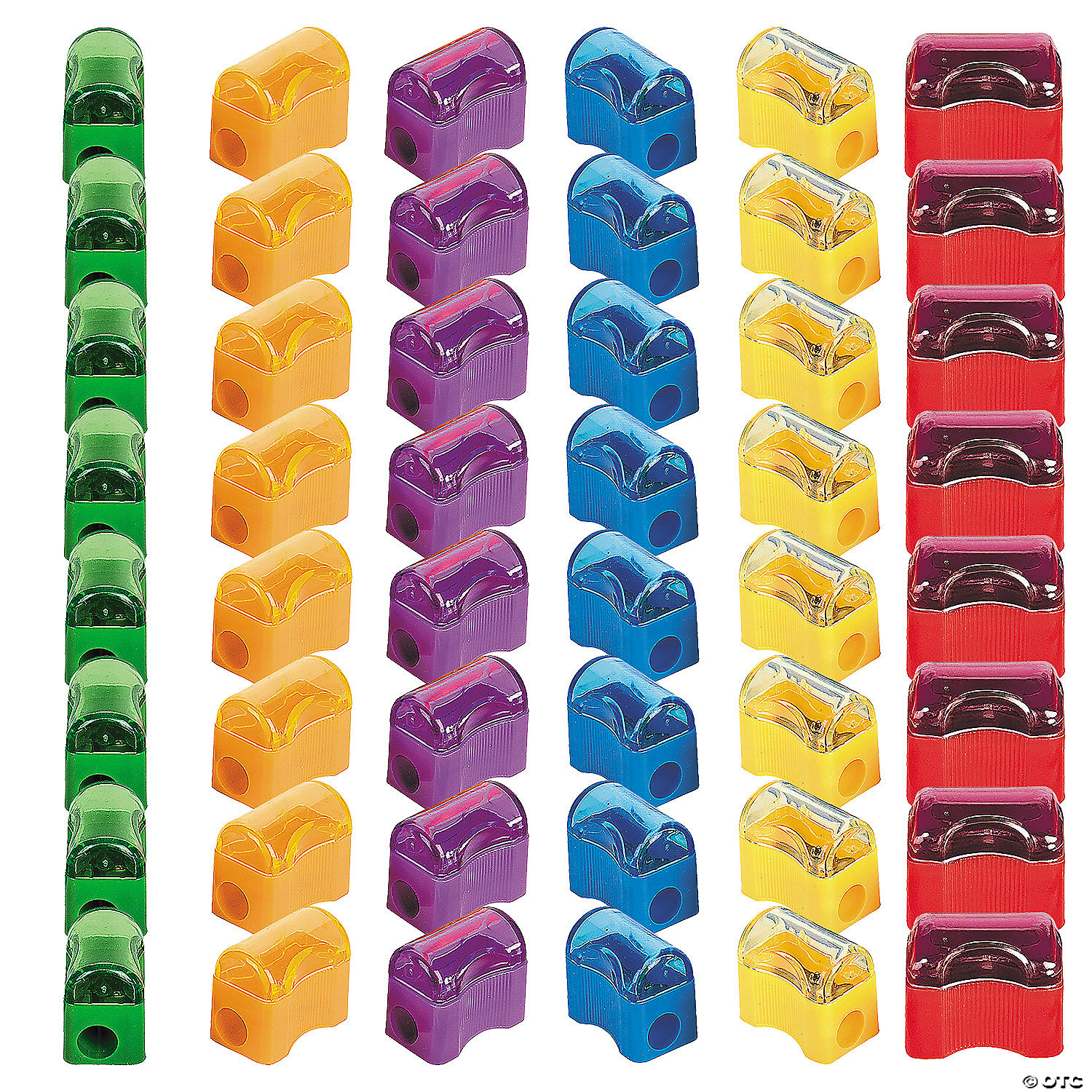 1" Bulk 72 Pc. Bright Solid Color Plastic Pencil Sharpeners with Caps ...