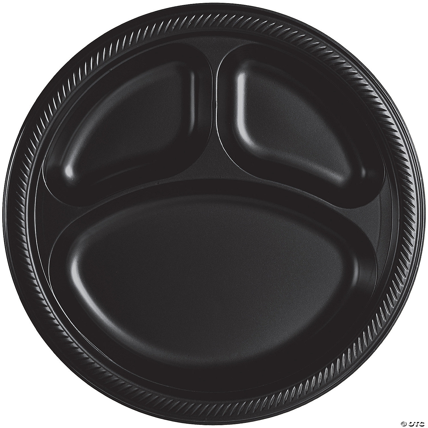 10" Black Disposable Three-Section Round Plastic Dinner Plates - 20 Ct ...