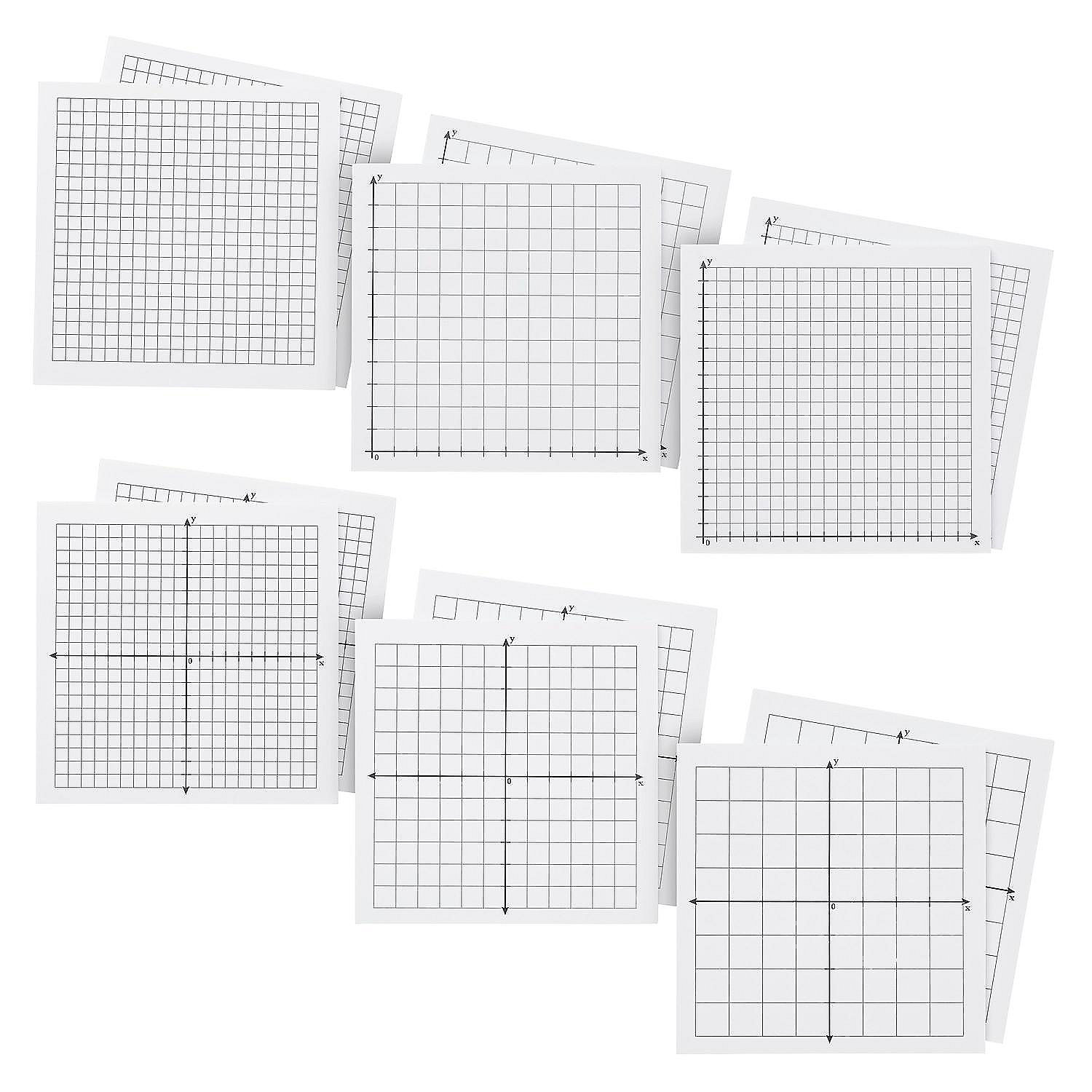 10 Pack Mini Graph Paper Sticky Notes in 6 Designs, 25 Sheets per Pad ...