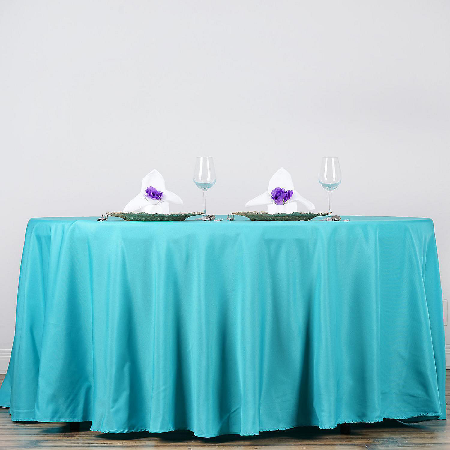 10 Pcs 132" Round Polyester Tablecloths Wedding Party