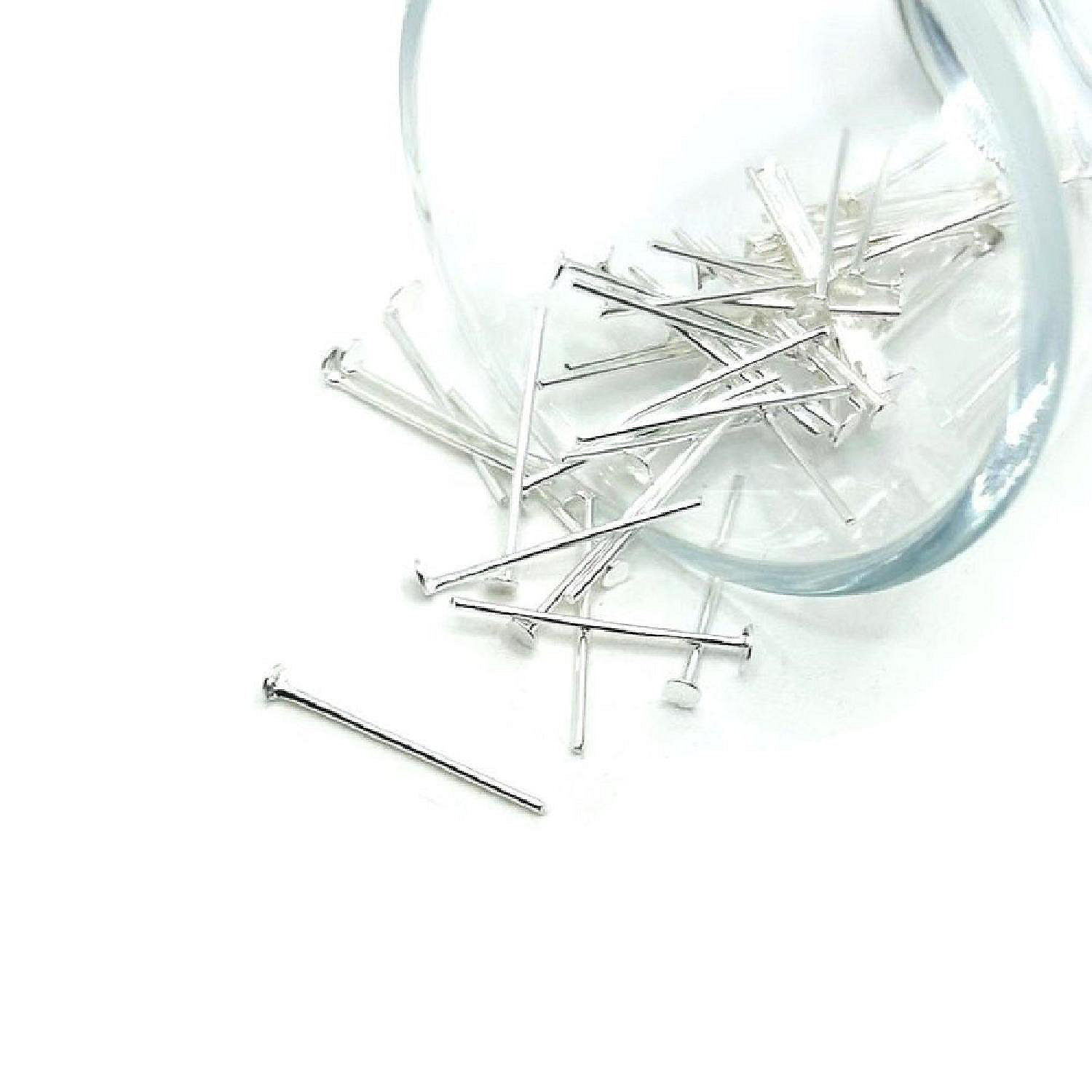 100 Pcs 20mm Silver Plated Eye Pins