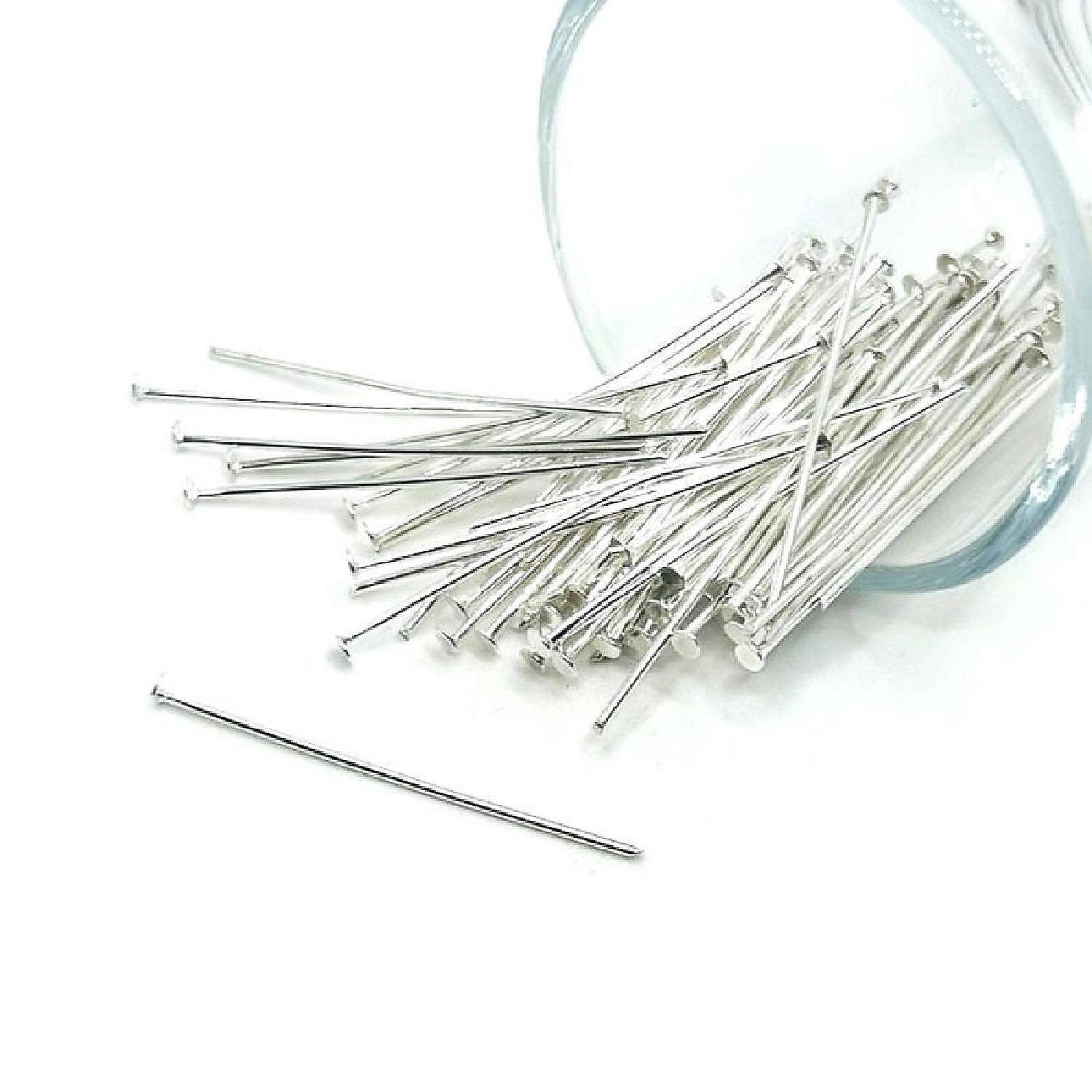 100 Pcs 38mm Silver Plated Head Pins | Oriental Trading