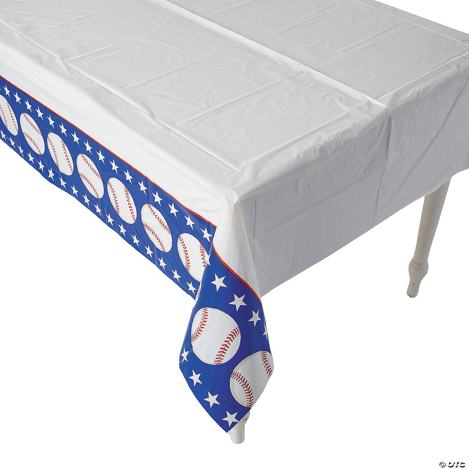 108" x 54" Baseball Party Rectangle Disposable Plastic Tablecloth ...