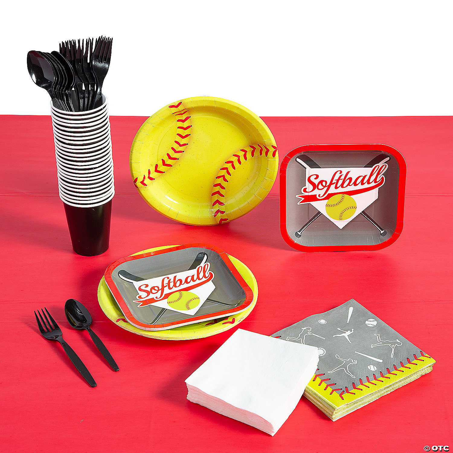 123 Pc. Softball Party Tableware Kit for 8 Guests