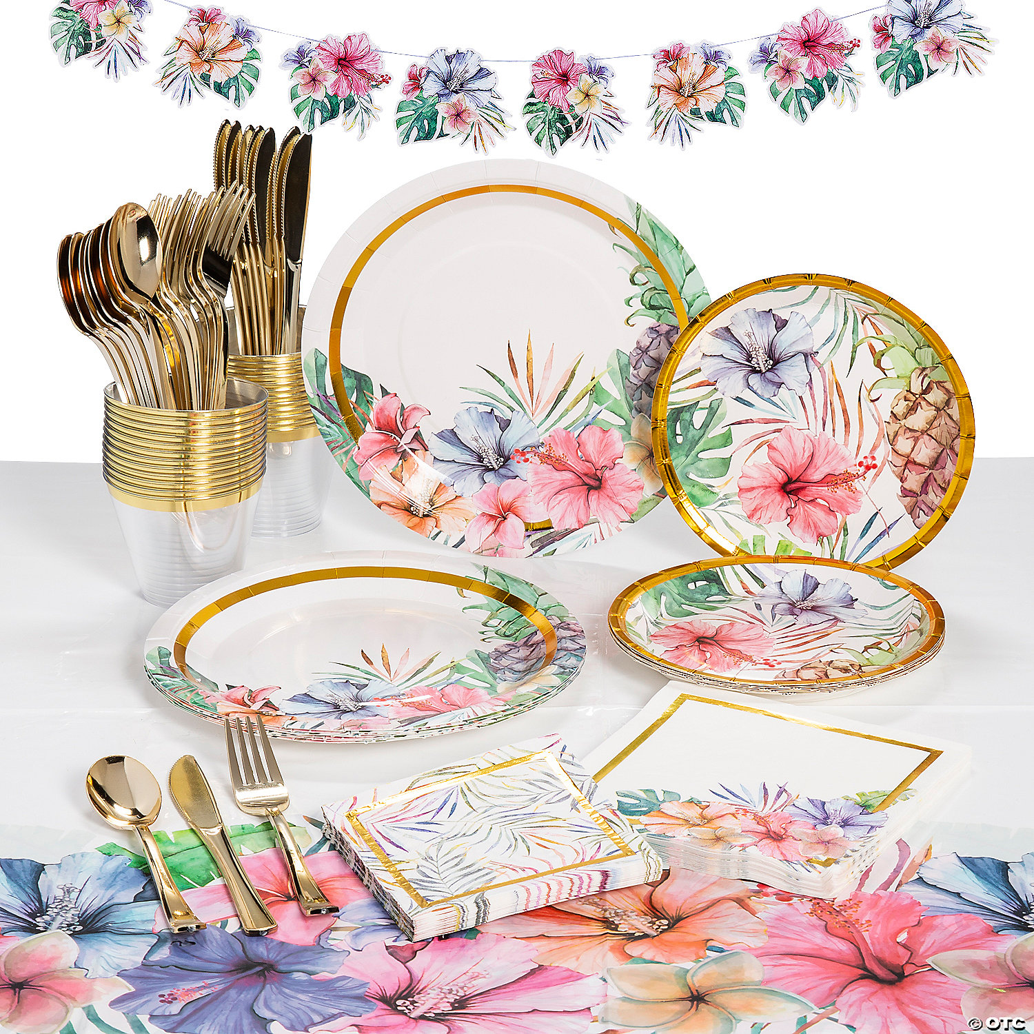 124 Pc. Elevated Luau Party Tableware Kit for 8 Guests