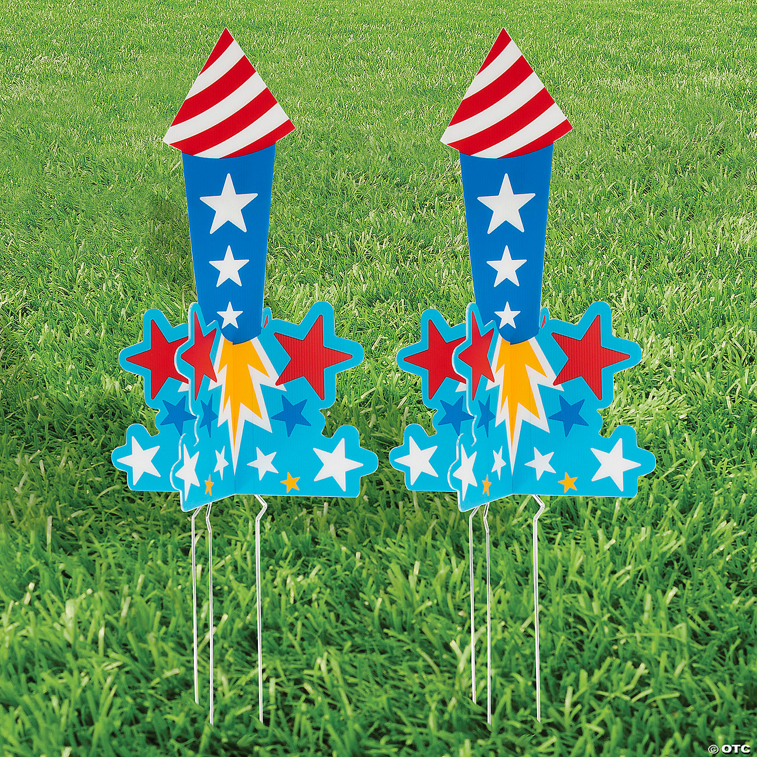 13 1/2" x 22" 3D Firework Yard Signs - 4 Pc. | Oriental Trading