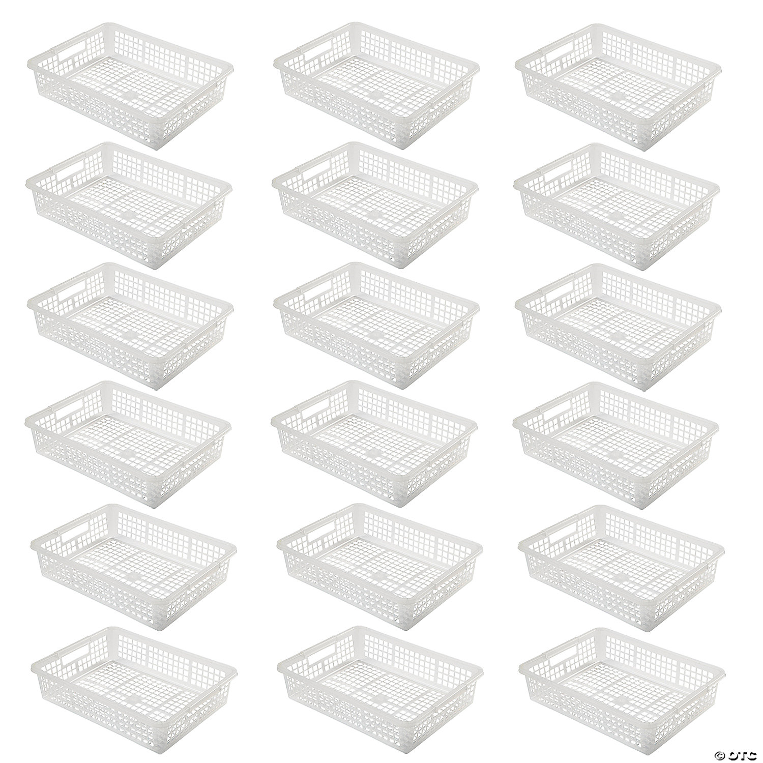 13" x 9 3/4" Bulk 18 Pc. Clear Classroom Storage Baskets with Handles