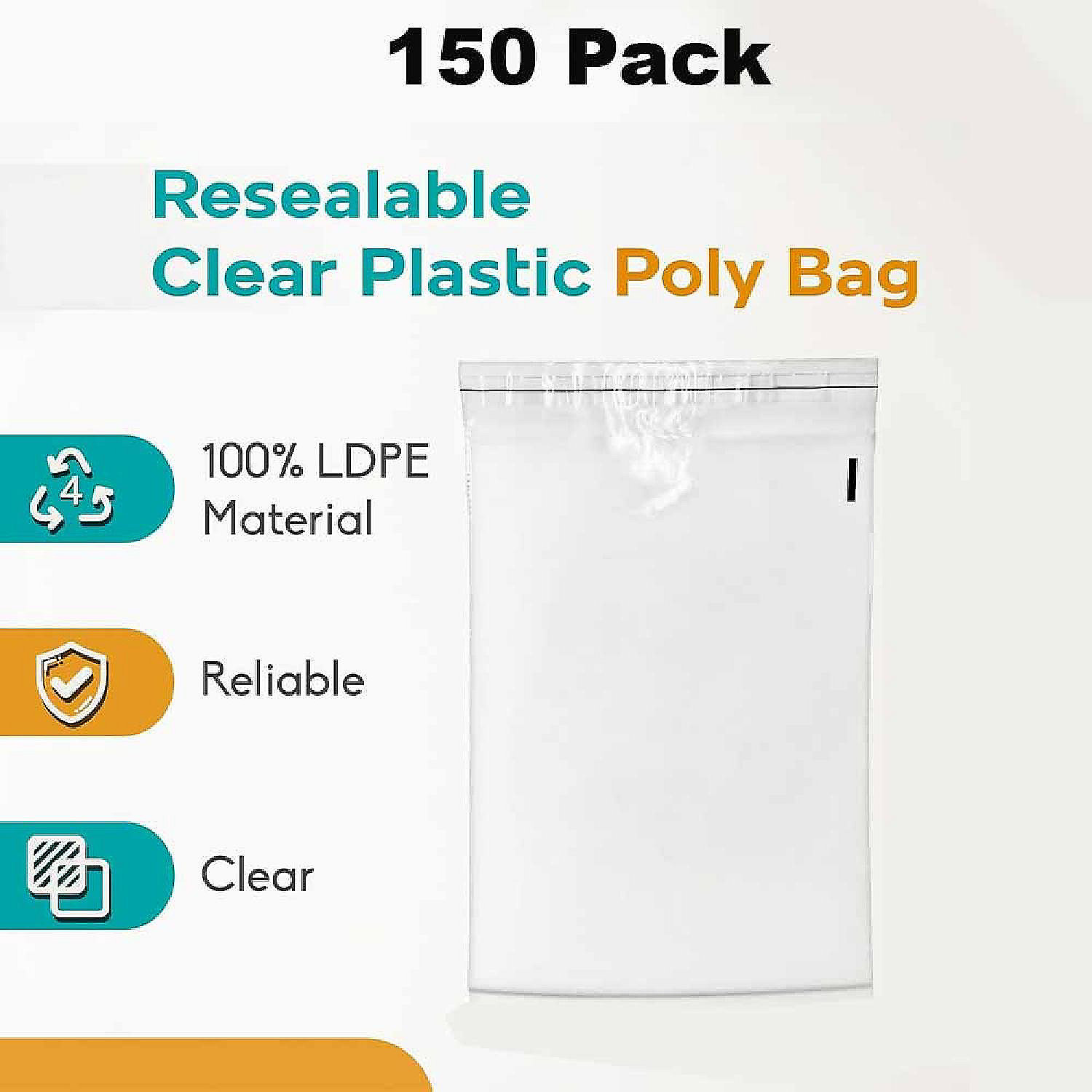 150Pack 7.5x10.5 Clear Poly Bag 1.5 Mil | Oriental Trading