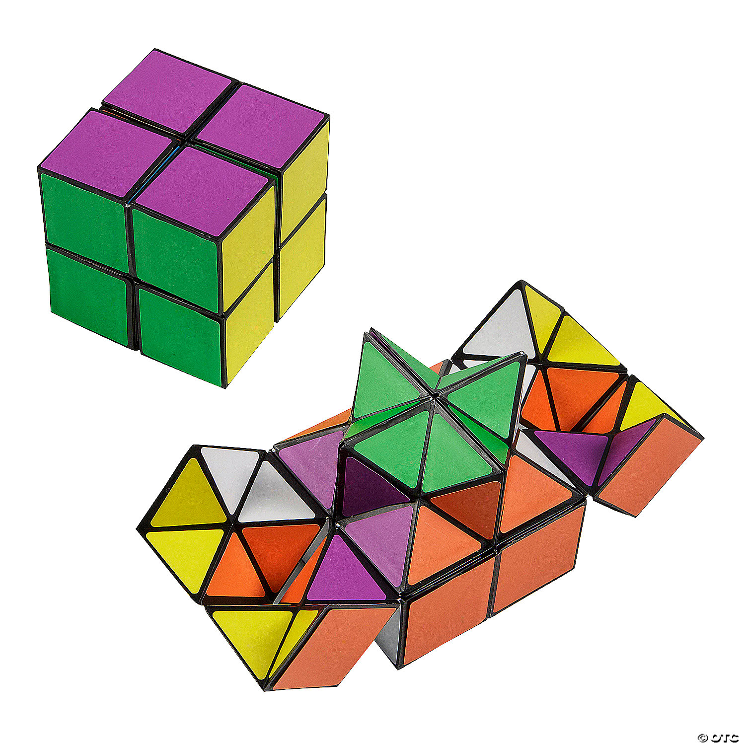 2 1/4" Multicolored Infinity Magic Plastic Puzzle Cube Toy - 12 Pc.
