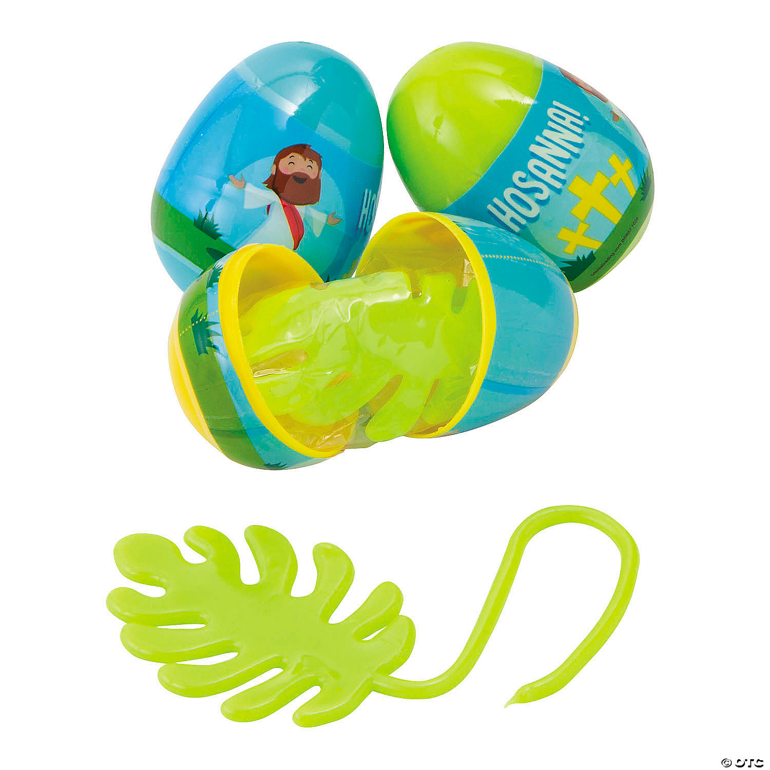 2 1/4" Religious Vinyl Sticky Palm Leaf-Filled Easter Eggs - 12 Pc ...