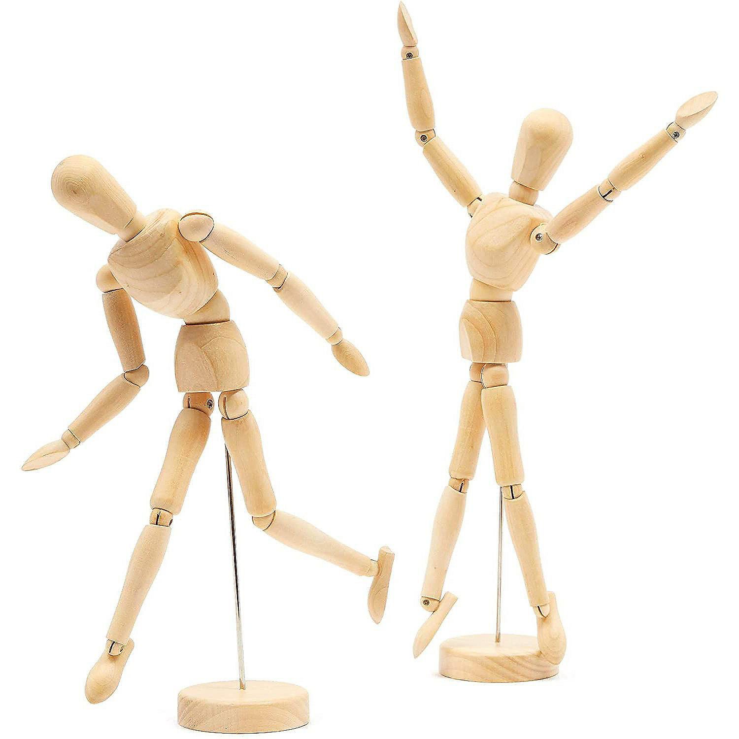 2 Pack Wooden Mannequin Doll, Posable Drawing Figure Models with Stand (12 In) | Oriental Trading