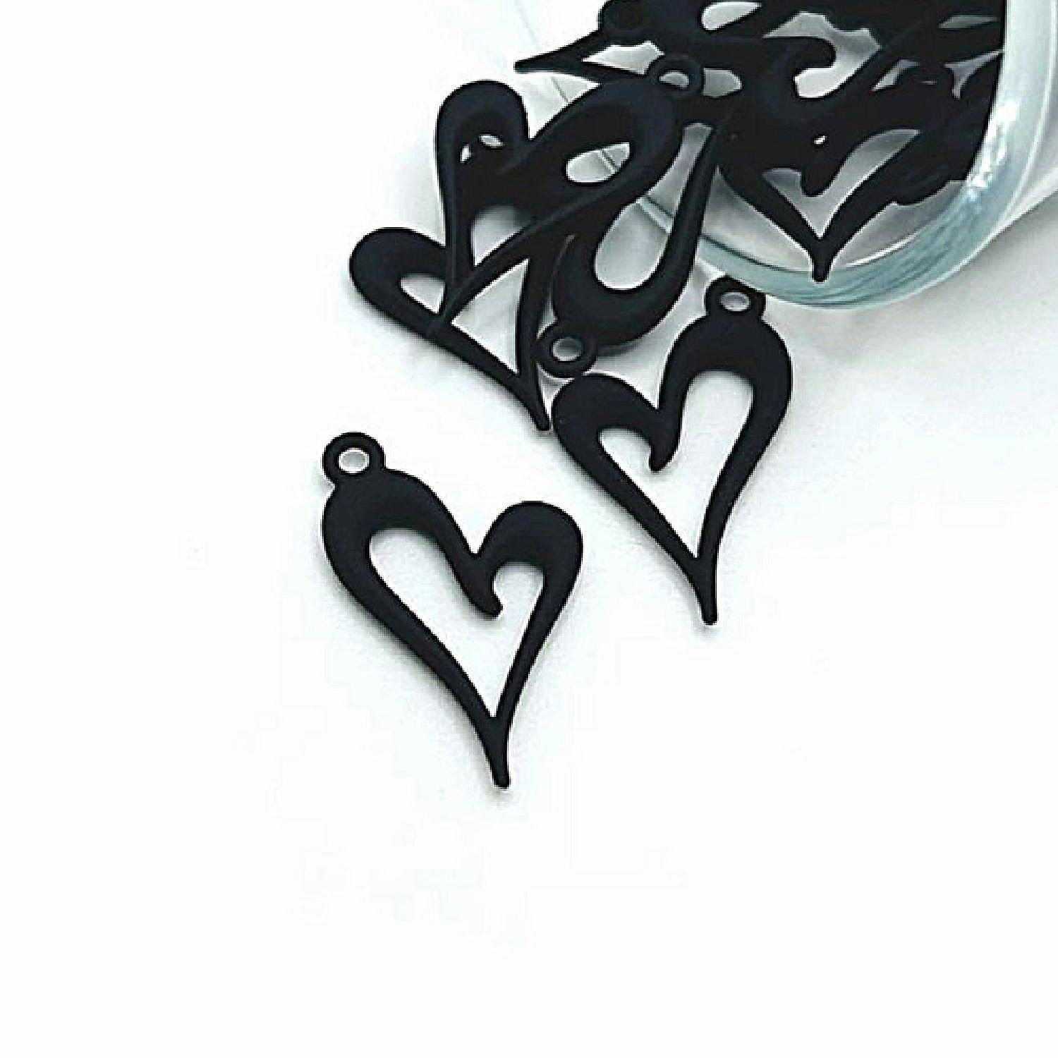 20 Pcs Black Asymmetrical Heart Charms | Oriental Trading