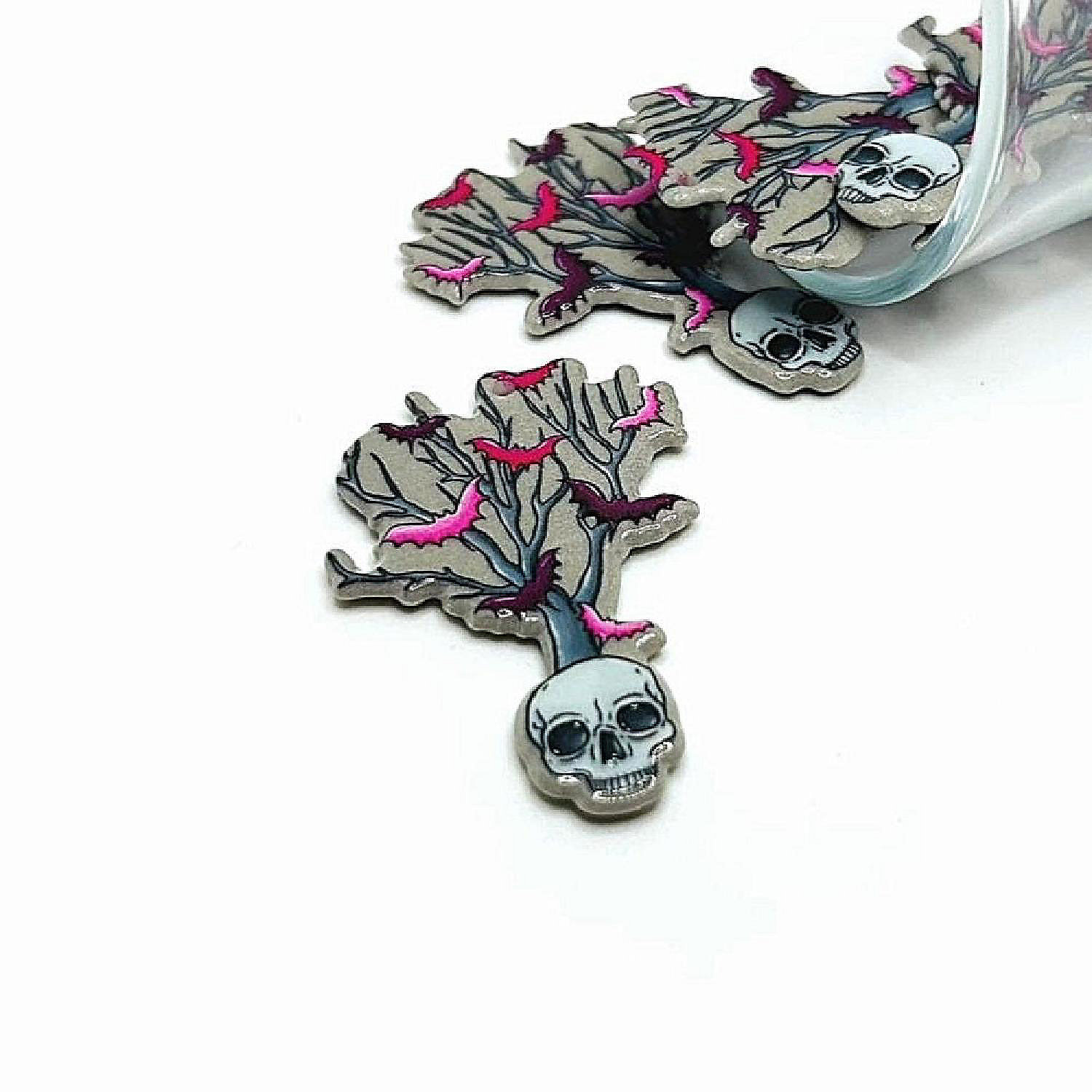 20 Pcs Halloween Skull Tree Charms | Oriental Trading