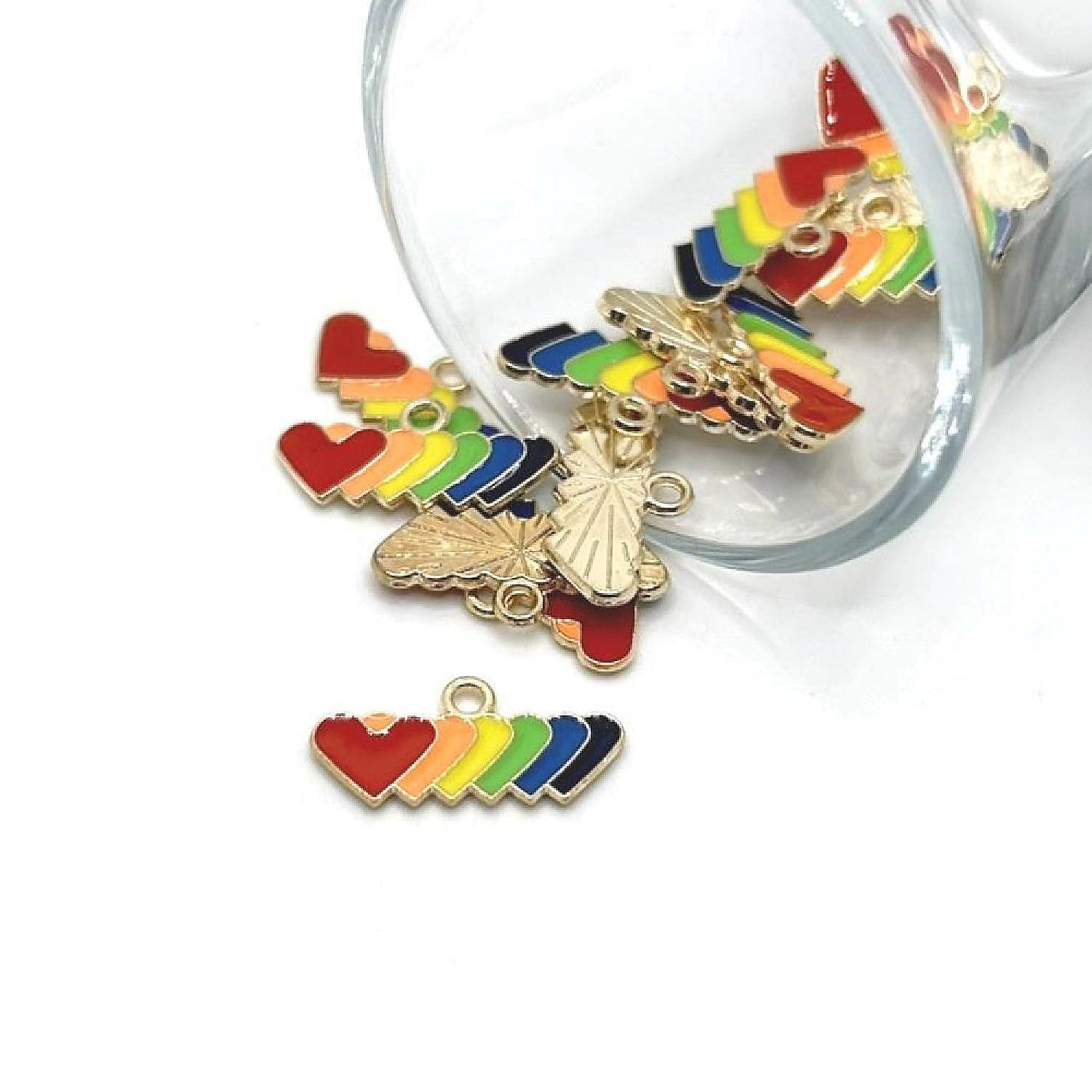 20 Pcs Rainbow Pride Heart Charms | Oriental Trading